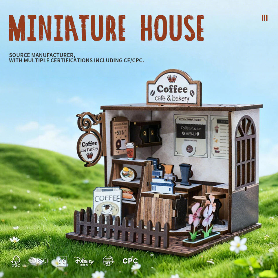 Cafe Miniature House DIY Kit - Simple Wooden Book Nook with ...