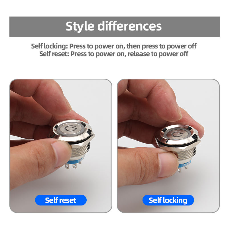 22mm Push Button Switch 250V 5A Waterproof Momentary Metal Push Button ...