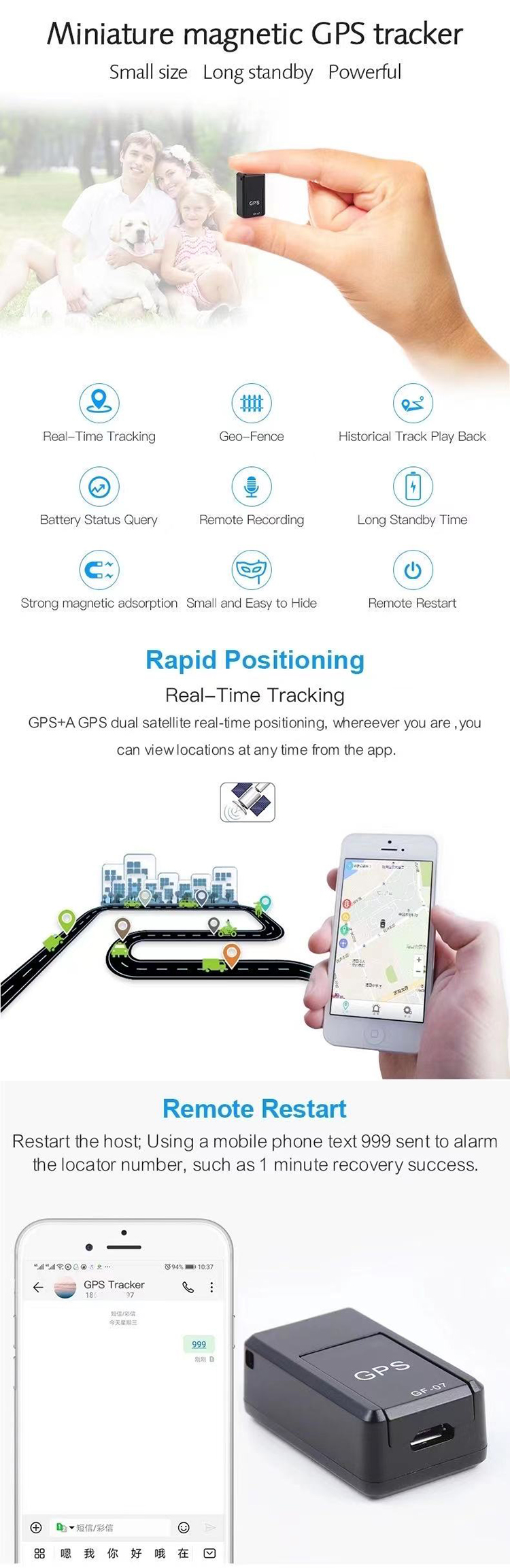 Car GPS Tracker GF07 Magnetic GPS Locator Real Time GSM Tracking Device ...