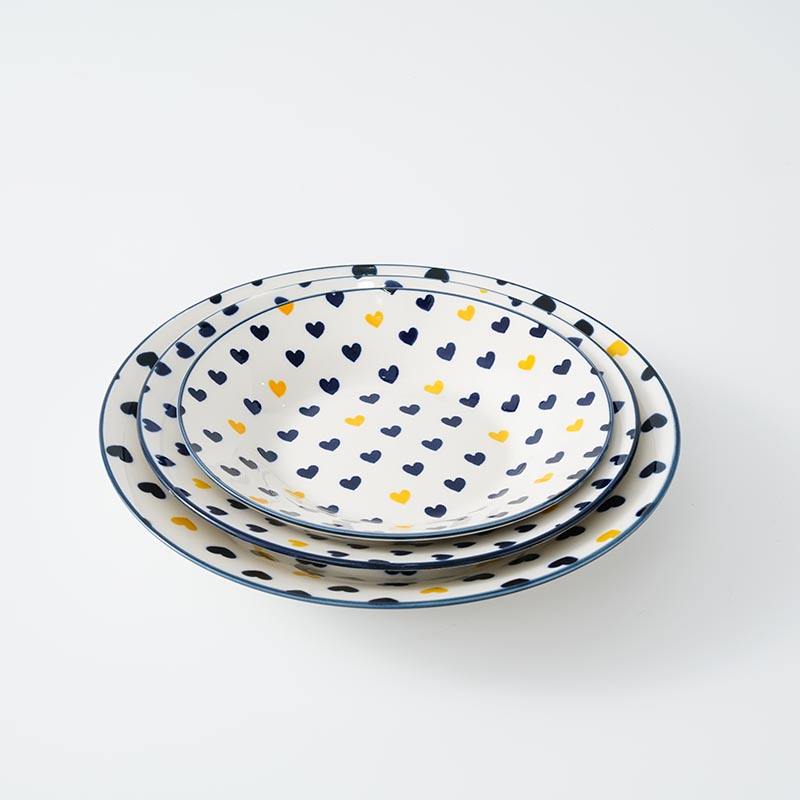 Heart Pattern Pad Printing Tableware Set 18PCS Perfect for Couple Meals ...