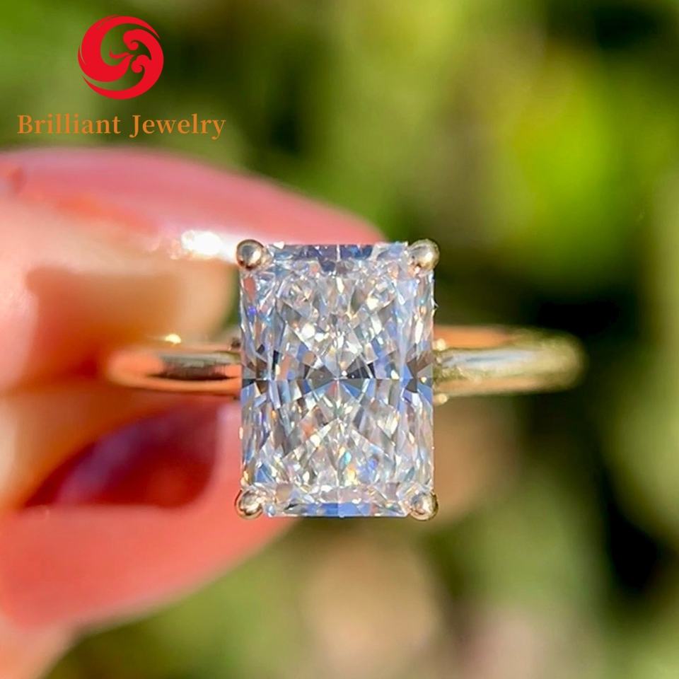 Custom Radiant Cut Lab Diamond Ring 14k 18k Solid Gold IGI Certified ...