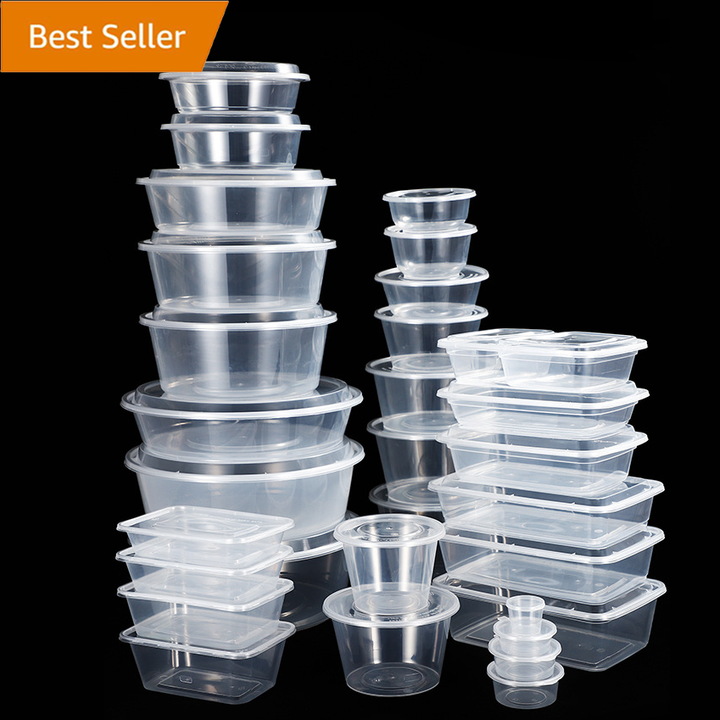 Microwave Disposable Plastic Food Containers - Clear & Versatile