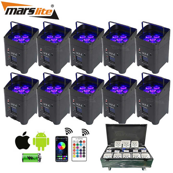 6x18w Wireless Battery Par Light - RGBWA+UV Stage LED DJ Par Light