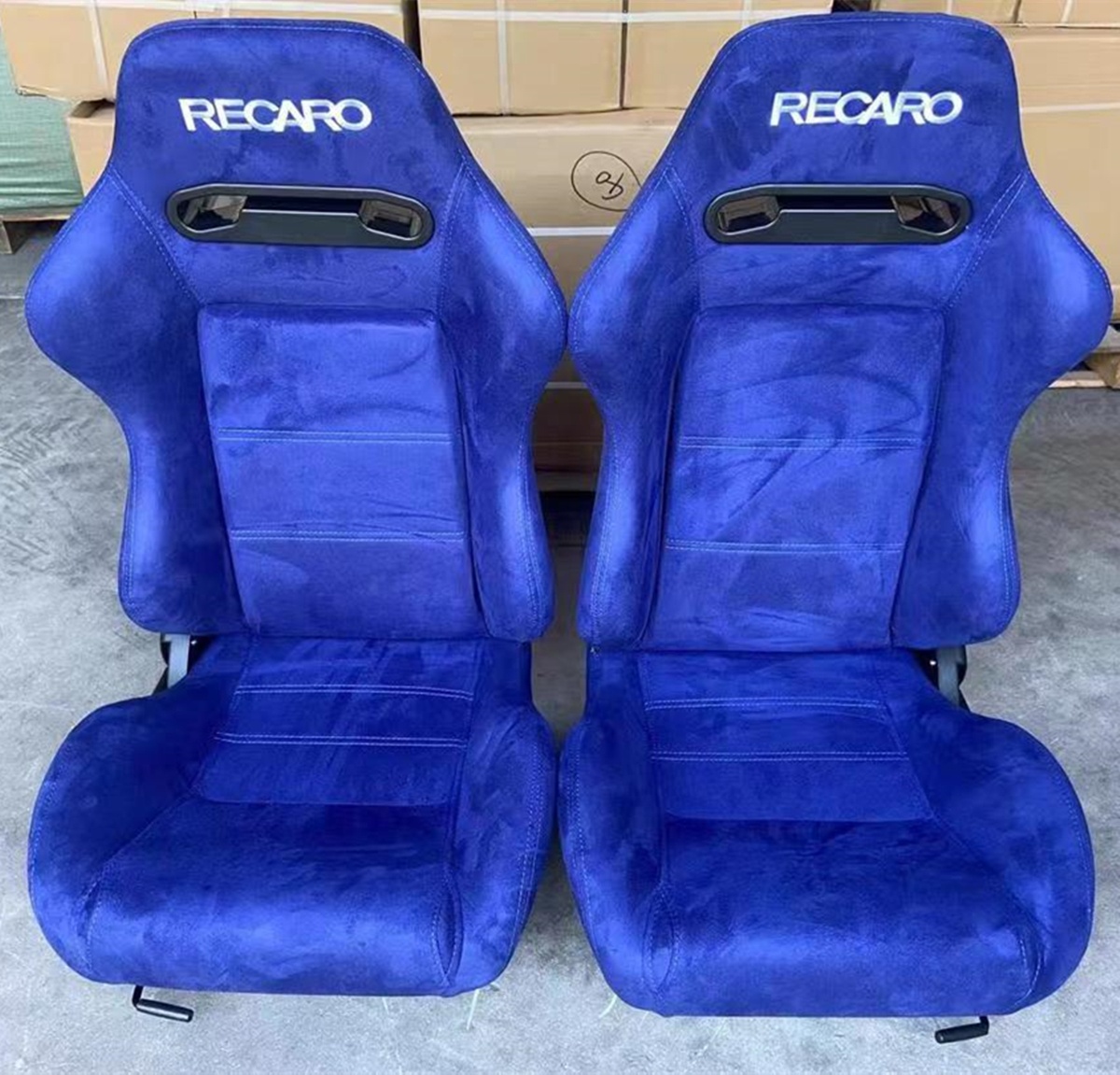 Gabel Custom Monorail Recaro Blue Suede Racing Bucket Seats Products ...