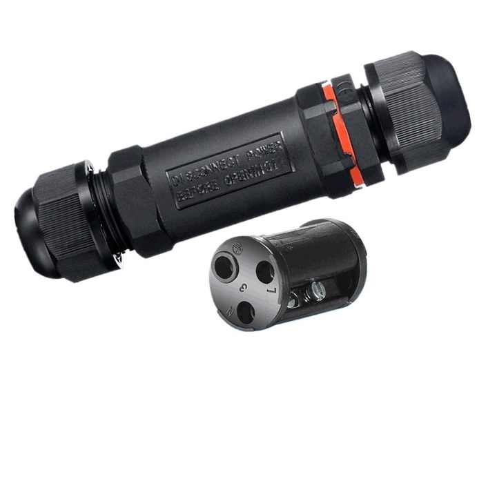 IP68 Three-core Straight-through Waterproof Connector, Outdoor Cable ...