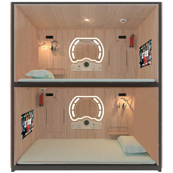 Modern Wood Pod Hotel Capsule Bed - Best Mattress
