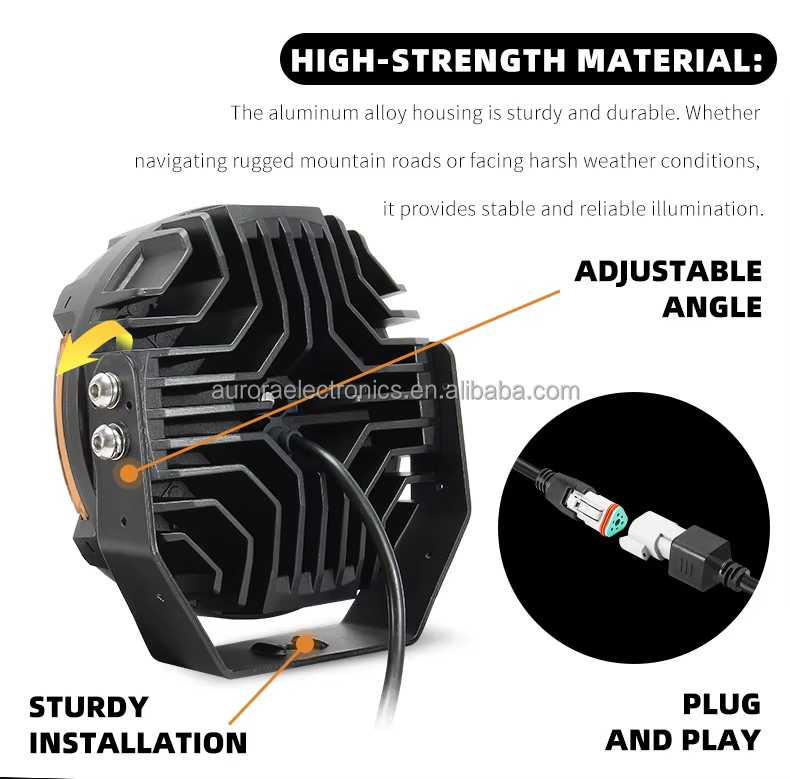 2026 New 7 Inch 105W LED Side Shooter Lights Flood Beam Light With DRL ...