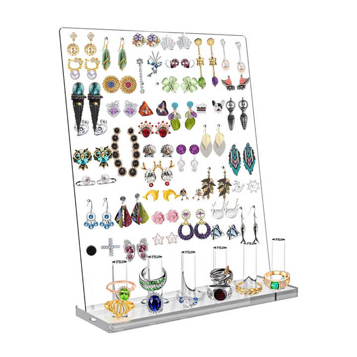 Custom Stud Display Pegboard 120 Holes with 6 Pcs Ring Holder Earrings ...