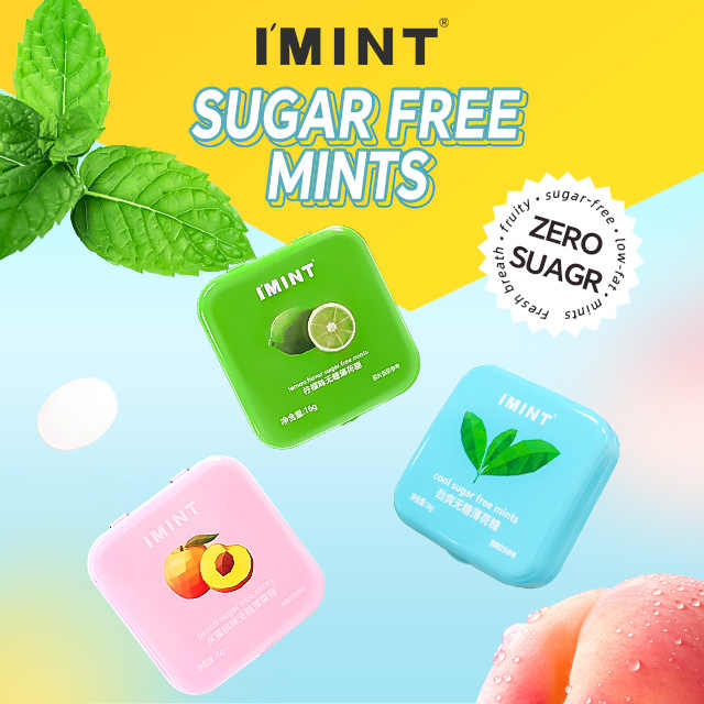 I'MINT 16g Cool Sugar Free Mints Lemon Peach Flavor Candy Tablet Mints ...