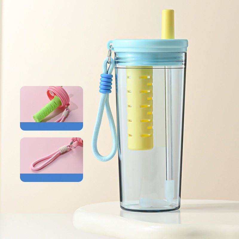 750ml Plastic Factory Custom Water Bottle Straw Push Button Cap ...