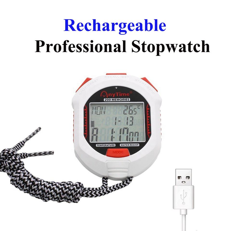 Professional Rechargeable Multi-Functional Waterproof Stopwatch with ...
