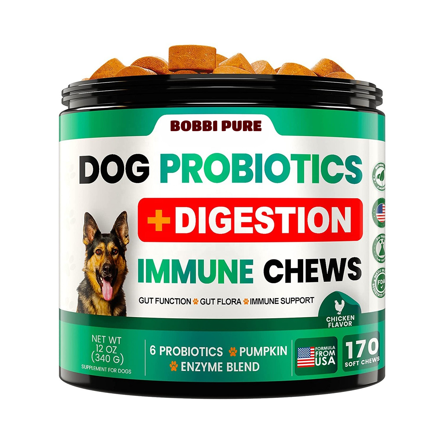 Canine Probiotic Chews - Dog Probiotics Chewables for Gut Health