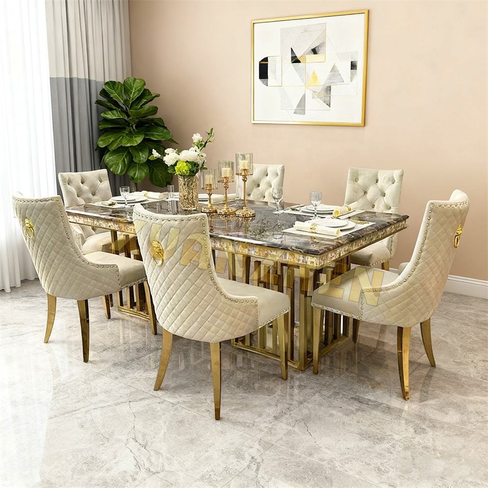 Xuanzhen Nordic Dining Room Furniture Luxury Marble Dining Table Set ...