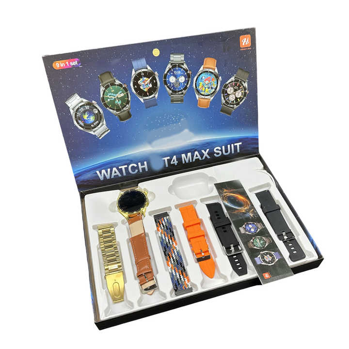 Hot Watch 4 MAX SUIT Smartwatch D9-watch 4 Pro 9 in 1 Set Round Screen ...