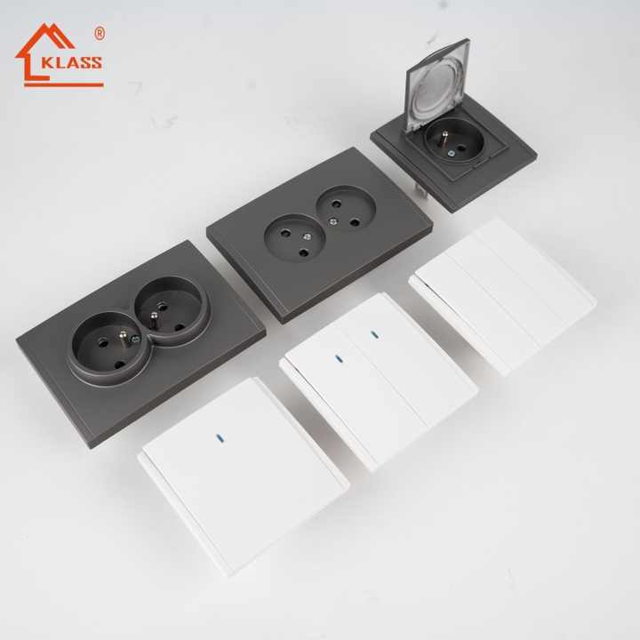 Modern Electrical Power Wall Switches and Sockets with European-style ...