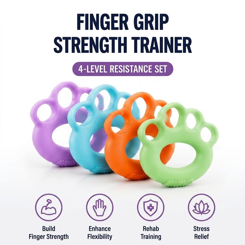 Finger Strength Trainer Hand Grip Exerciser Silicone Resistance Finger ...