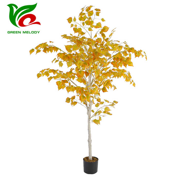 180cm Faux Betula Platyphylla Tree Artificial Plant With Vivid Yellow ...