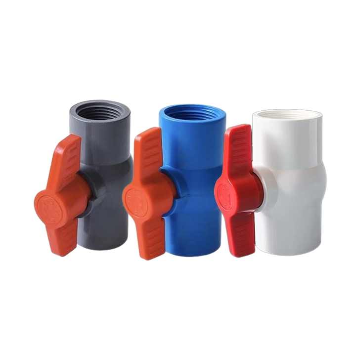 110 PVC pipes, DN100, gray female threaded manual control water ball ...