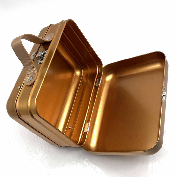 220*170*108mm Custom Printed Rectangle Lock Tin Can with Portable ...