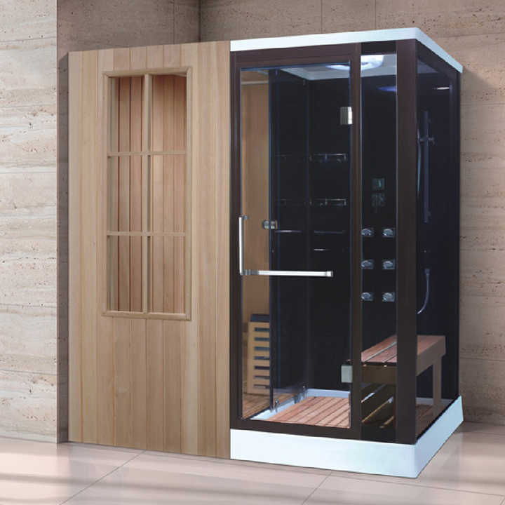 Family Acrylic Steam Sauna Traditional Sauna Bath with Wood Room White ...