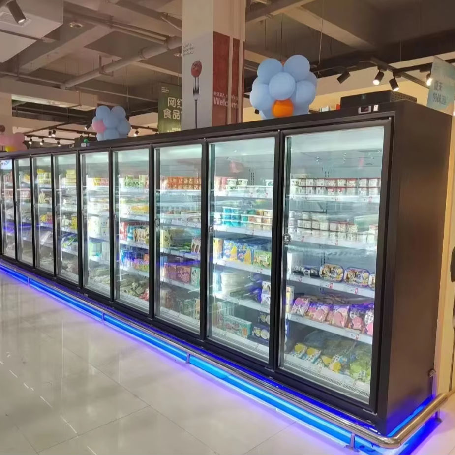 Remote Supermarket Refrigeration Equipment Ice Cream Glass Door ...