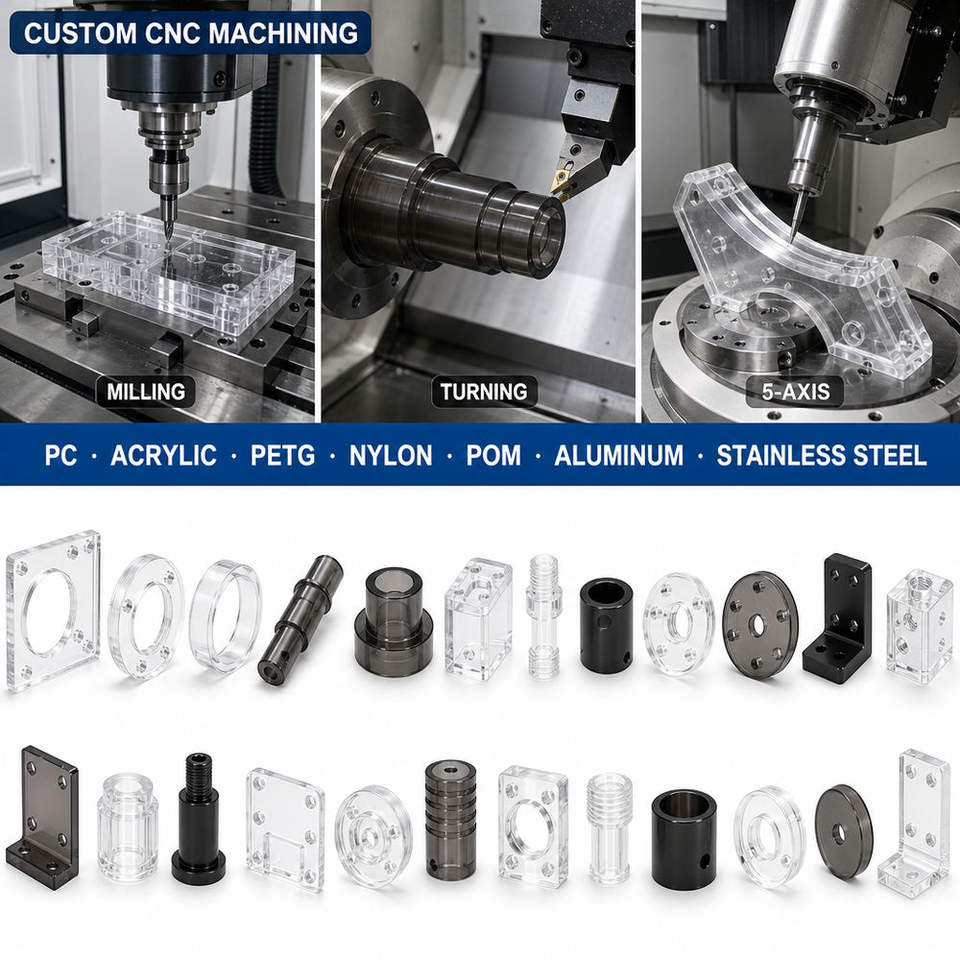 CNC Milling Clear Polycarbonate Parts Smoked Black ±0.01mm Tolerance ...