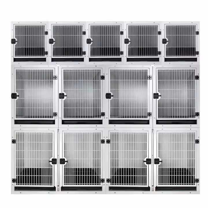 Wholesale Heavy-Duty Stackable Vet Cages - Stainless Steel