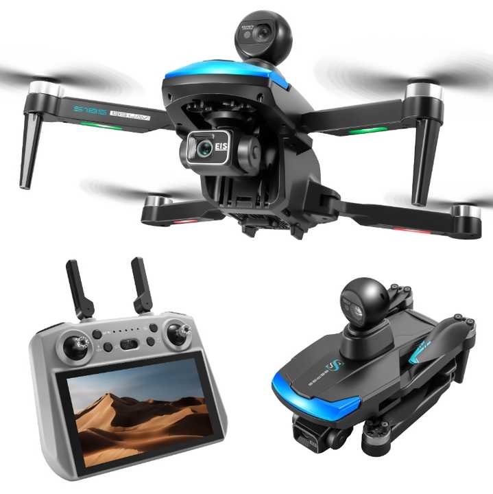 New S185 LCD Screen Controlled Drone with 3 Axis Brushless Pan Tilt ...