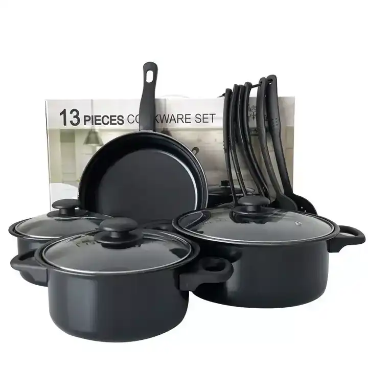 Wholesale13pcs/7pcs Kitchen Cookware Set With Stock Pot Non Stick Black ...