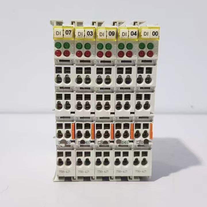 Din Rail Mount Board W/ (5) 255 Terminal Blocks & 50 Pin Male Connector ...