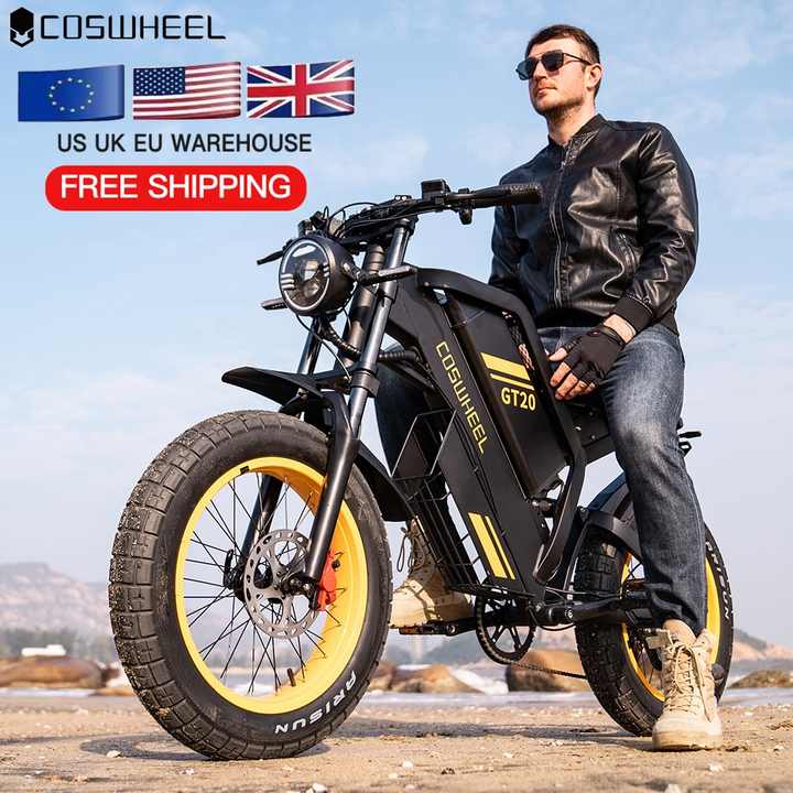 EU UK New Design Coswheel GT20 48v 1500w Retro E-Bike Electric Cycle Road Dirt Fat Tire E Bike ...