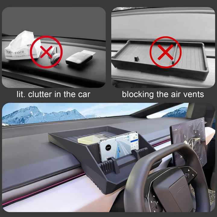 Silicone Dashboard Storage Box for Cybertruck Central Control Screen ...
