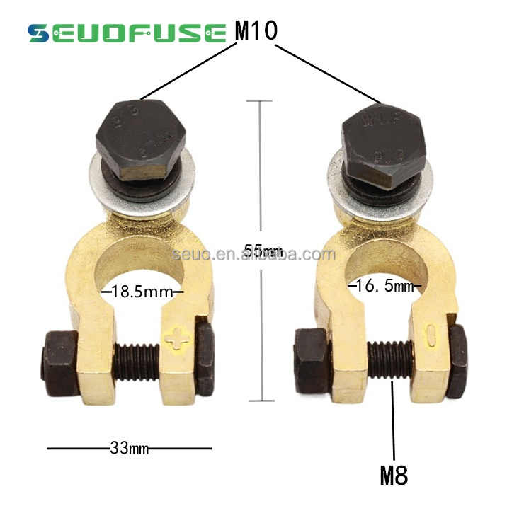 Positive Negative Battery Terminal Clamps Connector Car Brass Battery ...