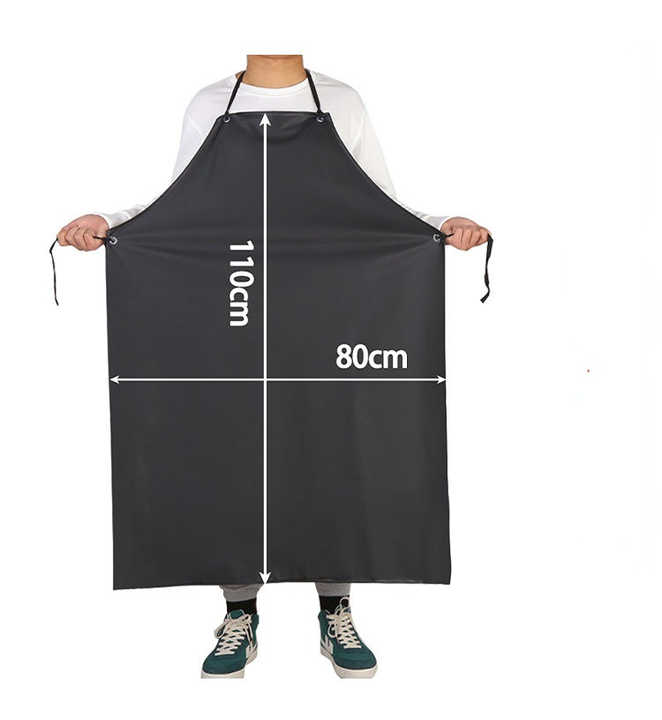 FF5000 Adult Black PVC Lab Butcher Dishwashing Chef Work Apron Double ...