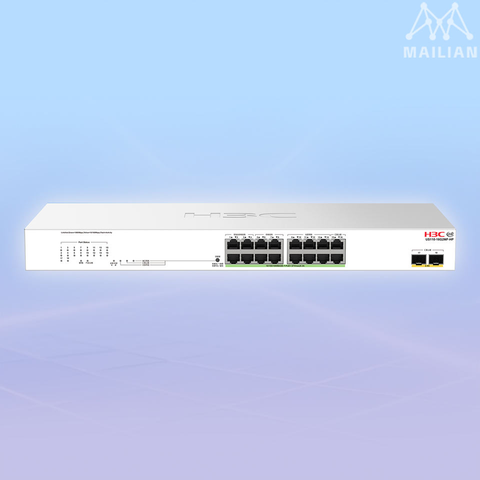 H3C US110-16G2MF PoE Switch 16-Port Gigabit PoE+ 2x1G/2.5G SFP 336Gbps ...