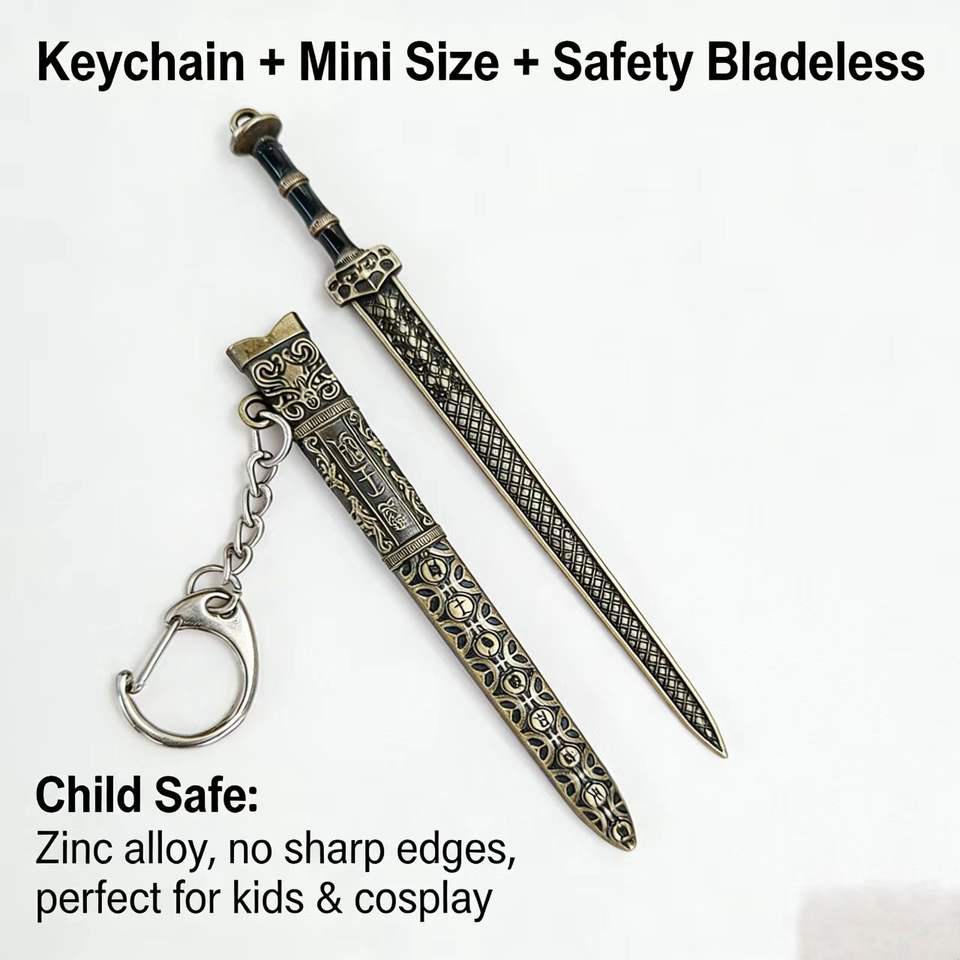 7PCS Mini Vintage Chinese Sword Keychains - Zinc Alloy Ancient Sword ...