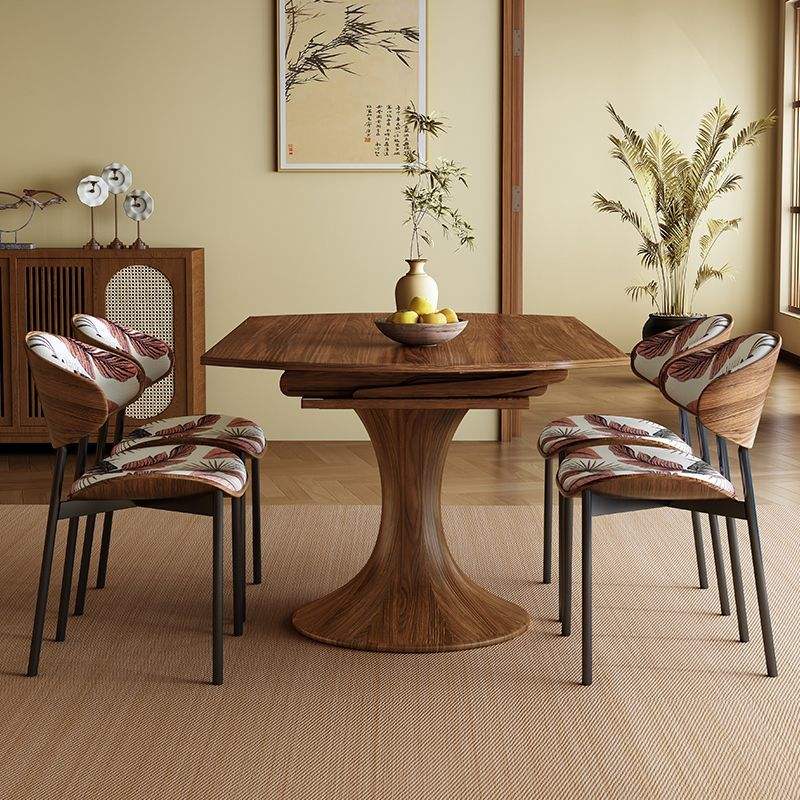 Minimalist Modern Black Walnut Wood Extendable Dining Table for ...