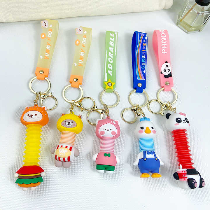 Wholesale Cartoon Genuine Animal Rubber Telescopic Tube Key Chain ...