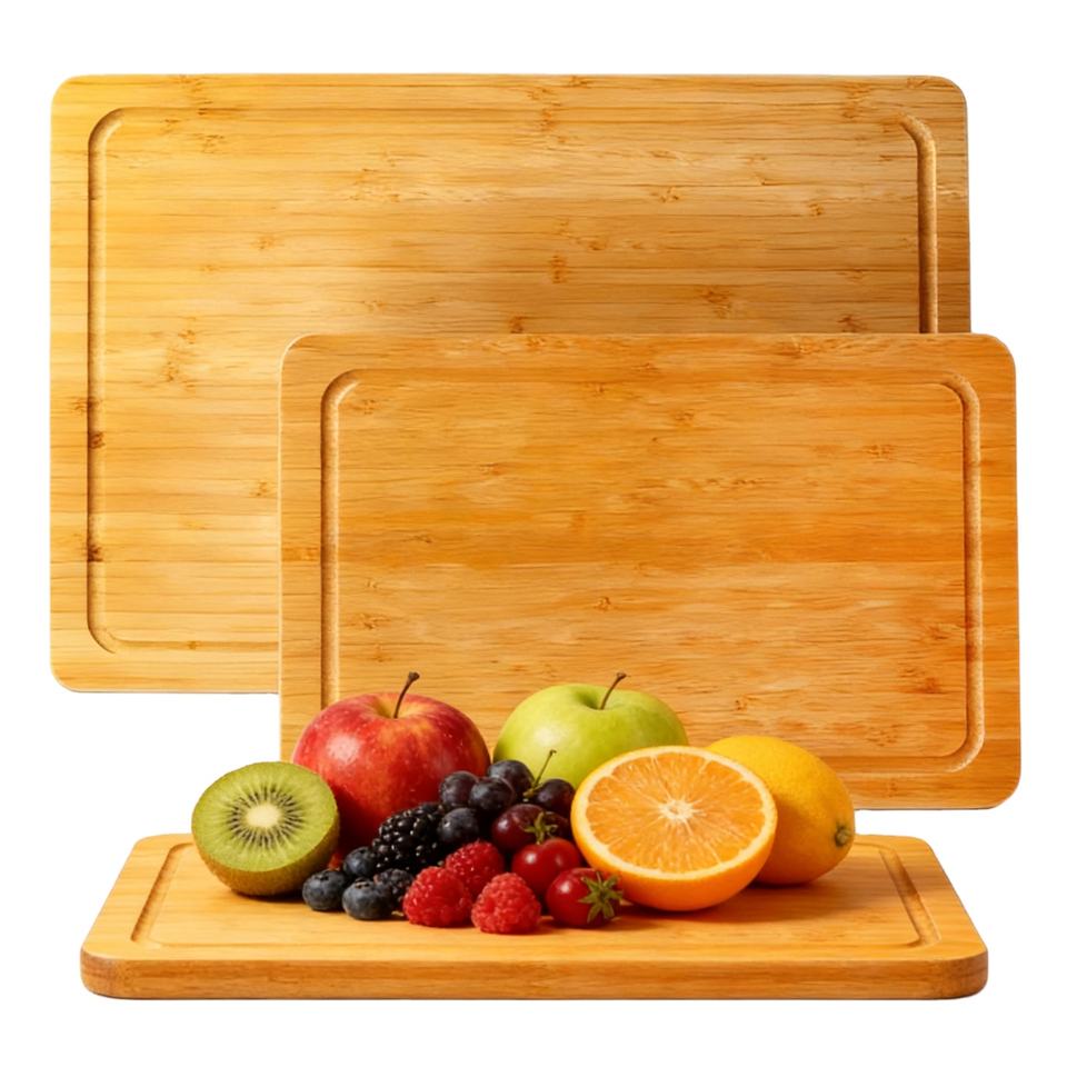 Bamboo Cutting Board Set with Laser Logo for Kitchen Use Juice Groove ...