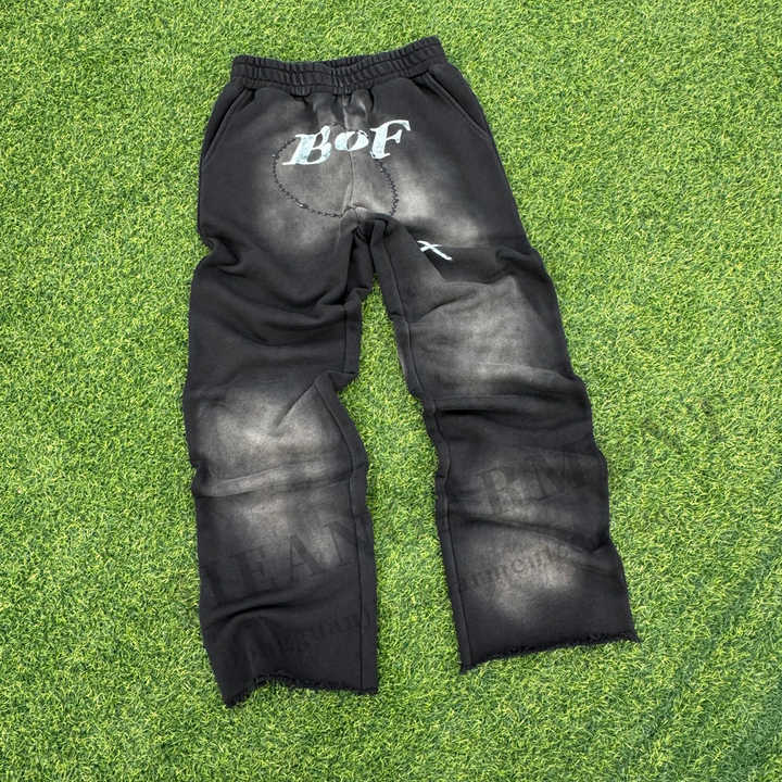 High Quality Custom Heavyweight Men Distressed Sun Faded Acid Wash Wide ...