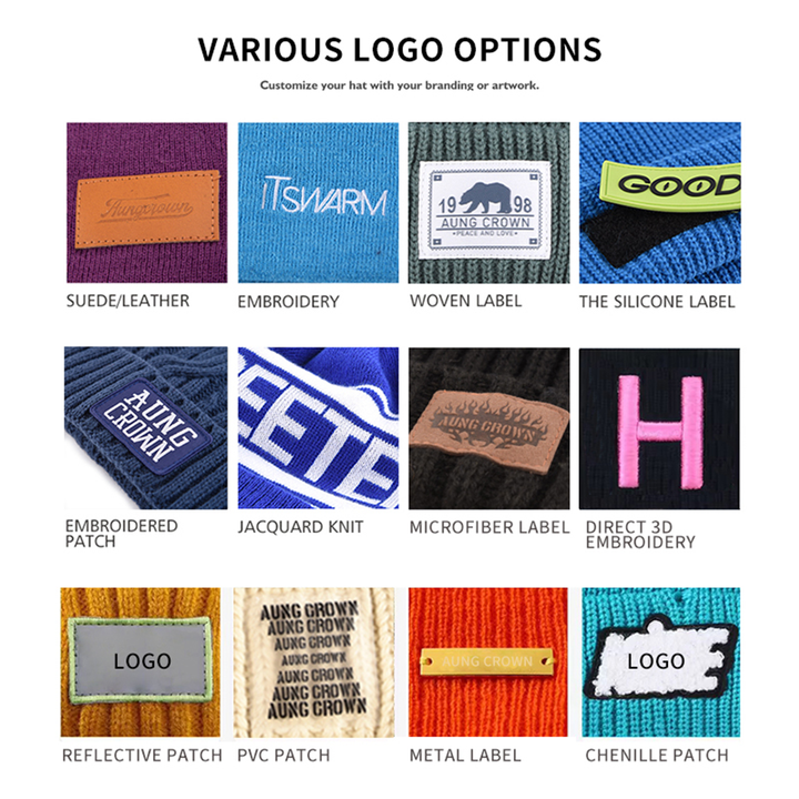 Unisex Jacquard Knitted Hats - Customizable Winter Skull Caps