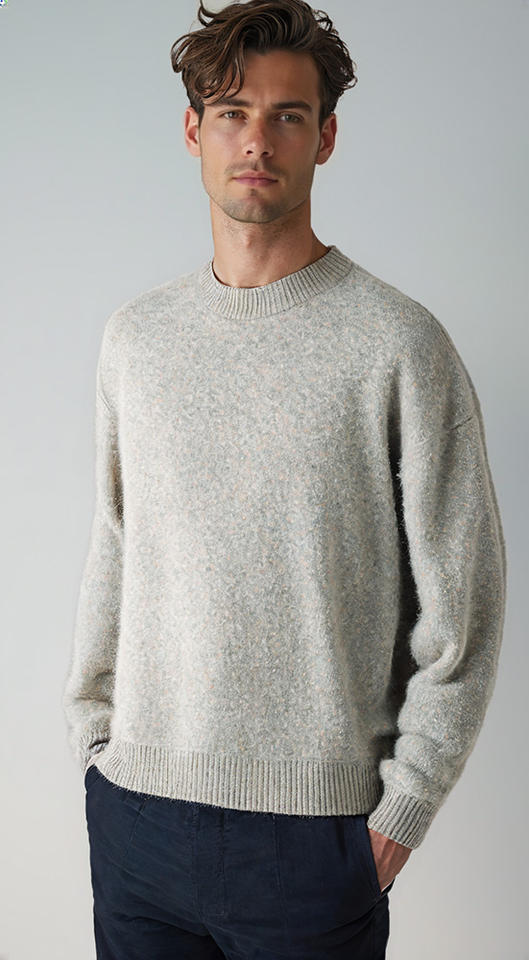 Luxury Ribbed Crew Neck Mohair Wool Jumper - Custom Logo