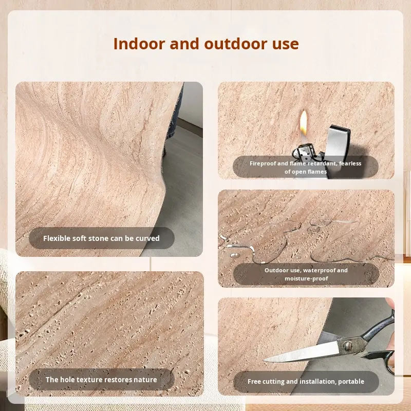 MINGRUI Modern Soft Travertine 3D Printed Flexible Stone Pu Skin Cut-to ...