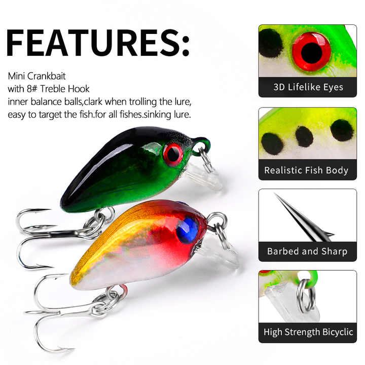 Wholesale 2.6cm 1.6g Mini Crankbait Bionic Lure ABS Plastic Fishing ...