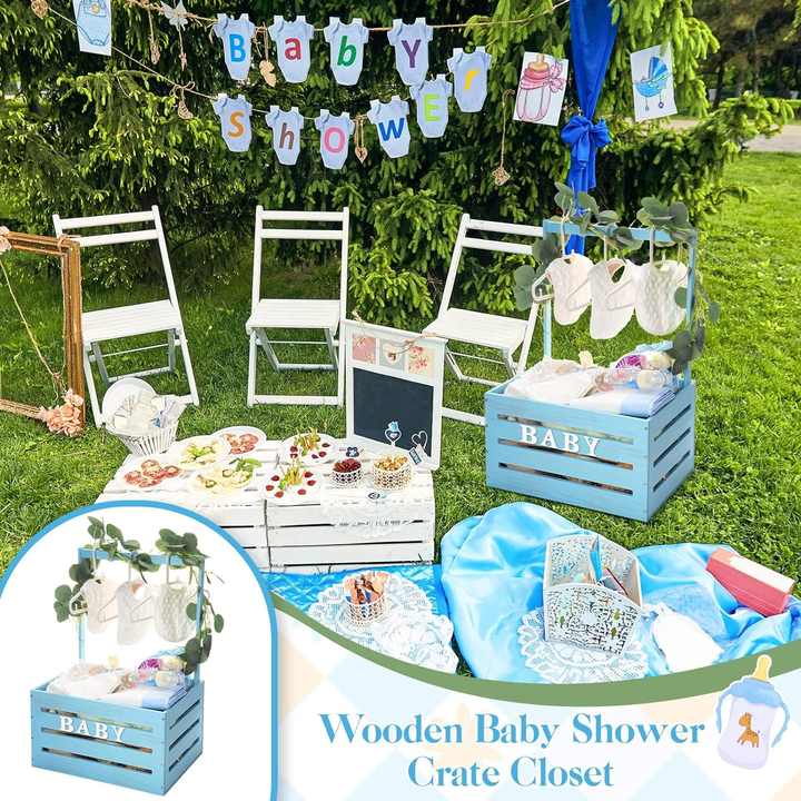 Wooden Baby Shower Crate With Handle Garland Baby Jamaica