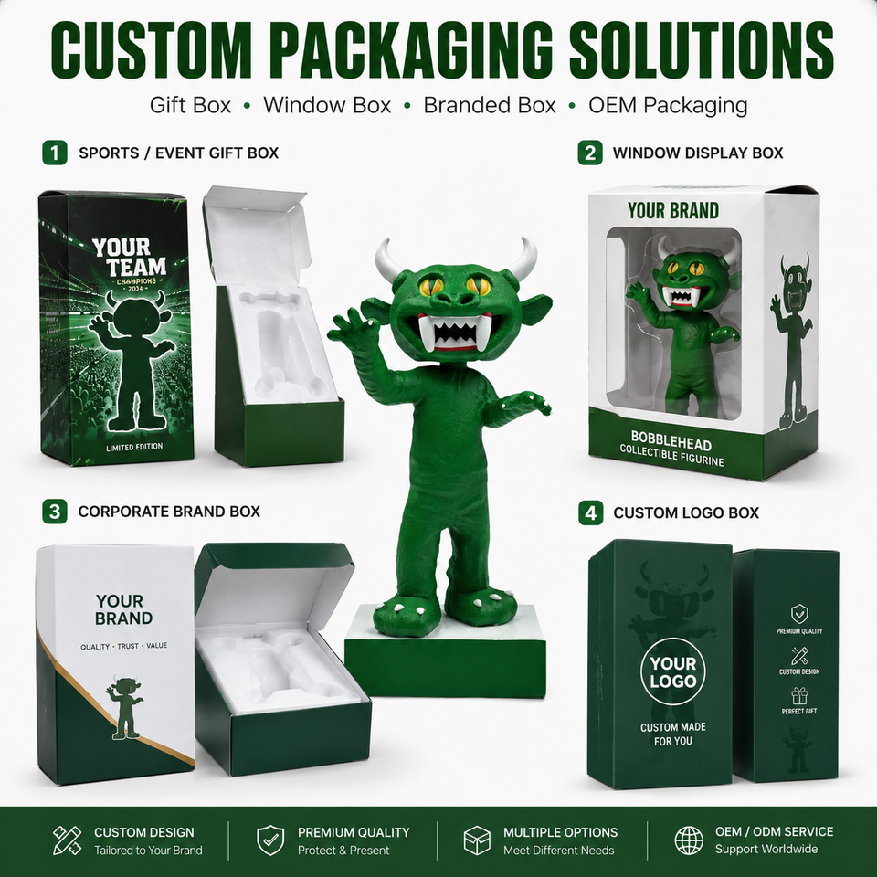 Custom Green Mythical Creature Mascot Bobblehead, Hand-Painted Resin ...