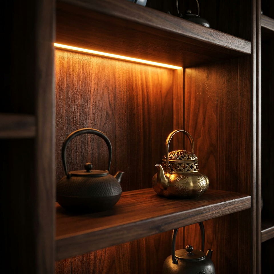 Modern Zen Style Room Divider Cabinet Walnut Wood Grain Partition Shelf ...