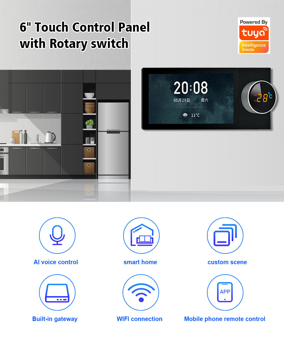 Tuya Customizable Central control panel (2-Ch Touch Switch)
