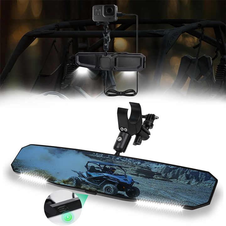 New Hot Multi-functional CNC Adjustable ATV UTV LED Interior Rear View ...