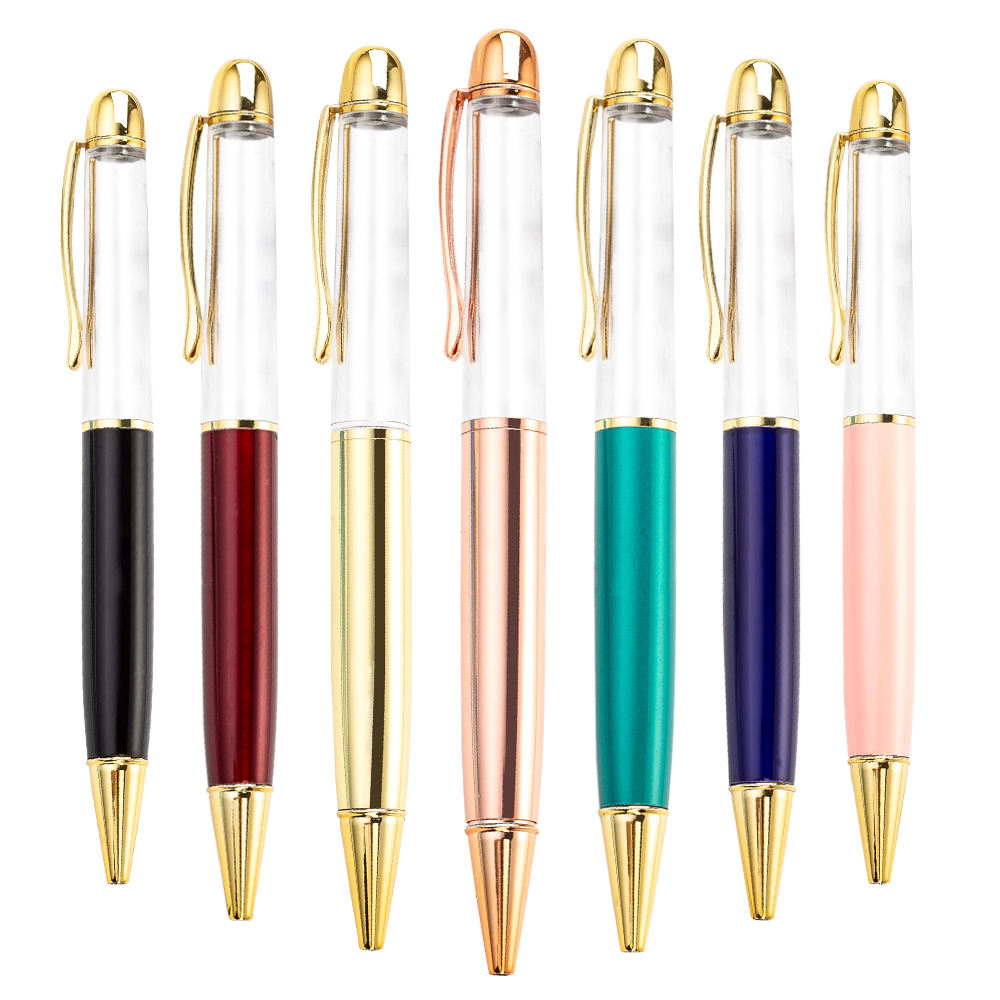 Pens Rainbow Empty Refillable Glitter Floating Metal Ballpoint Pens ...